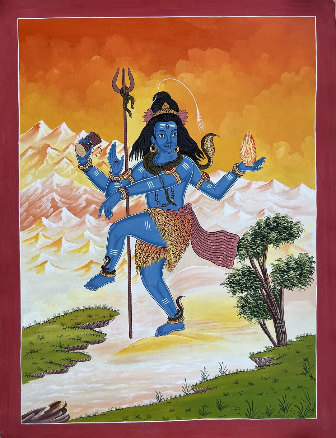Hand-painted Lord Shiva / Shankar/ Mahadeva Original Masterpiece Newari ...