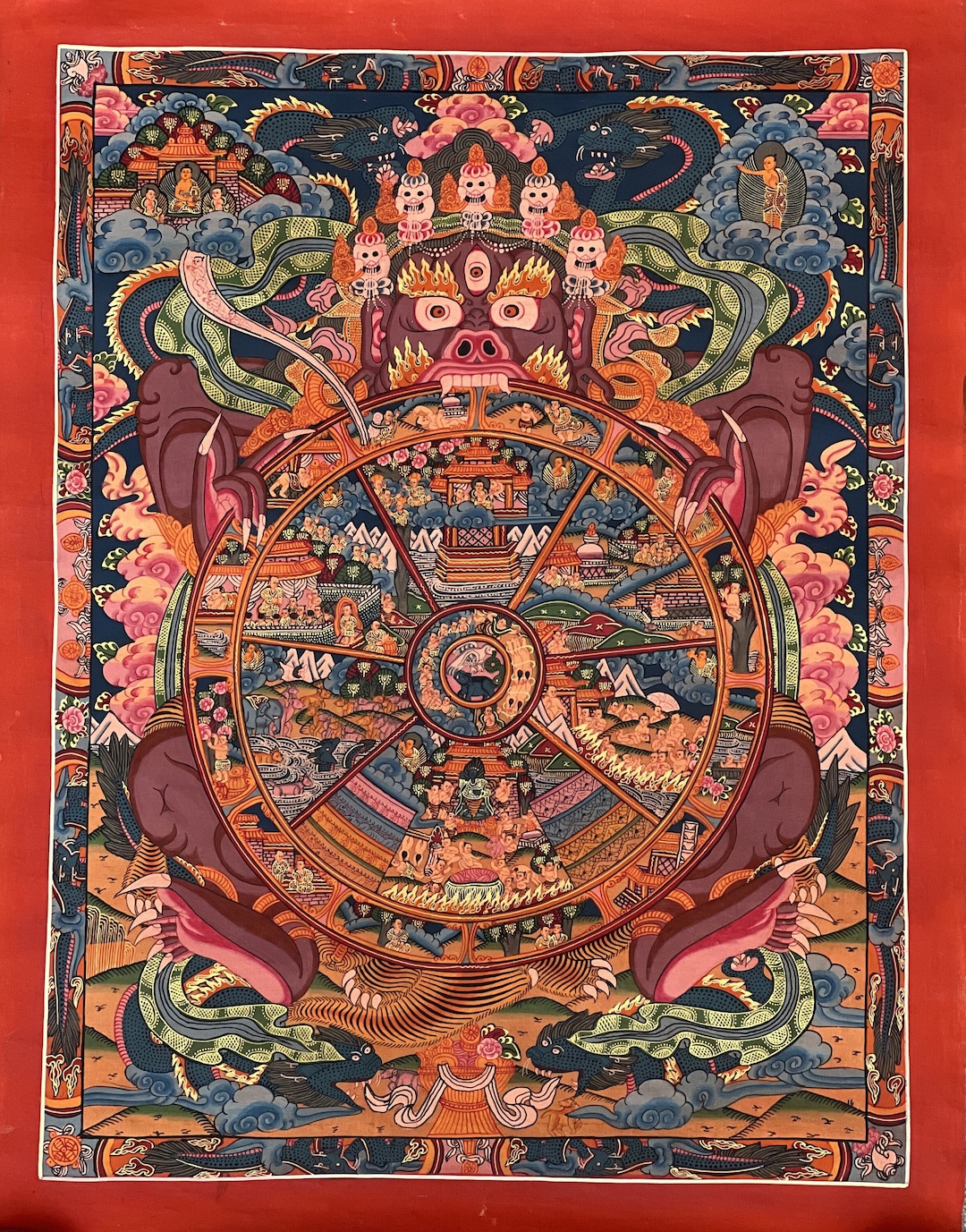 Original Hand Painted Samsara/ Wheel of Life /bhavachakra Mandala ...