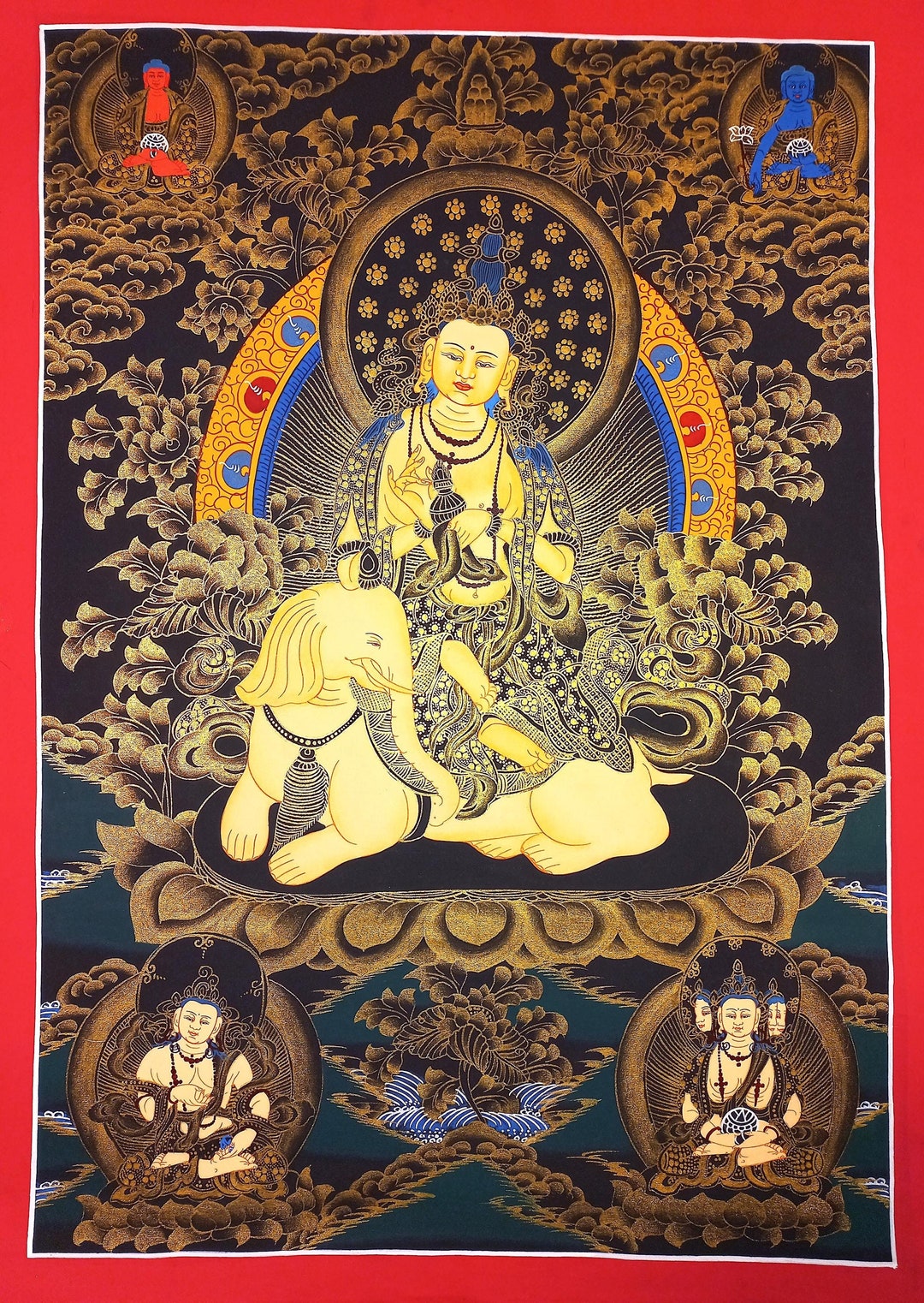 Hand-painted Pu Xian Thangka: Kindness Buddha Tibetan Painting - Etsy