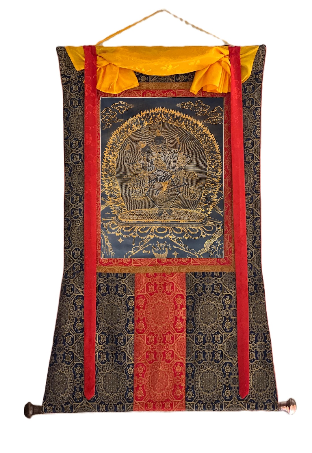 Hand-painted Citipati Thangka | Dancing Skeletons, Tibetan Art, Silk ...