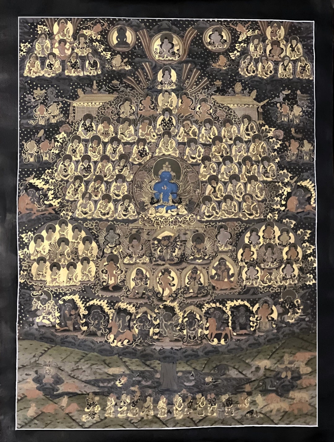 Original Hand-painted Kagyu Lineage Tree Buddha Vajradhara /dorje Chang ...