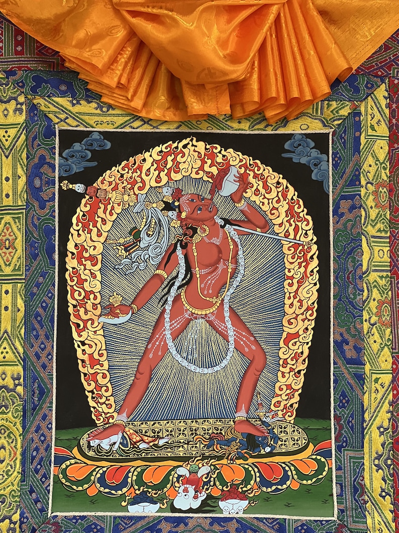 Hand-painted Vajrayogini Thangka – Tibetan Art With Silk Brocade - Etsy