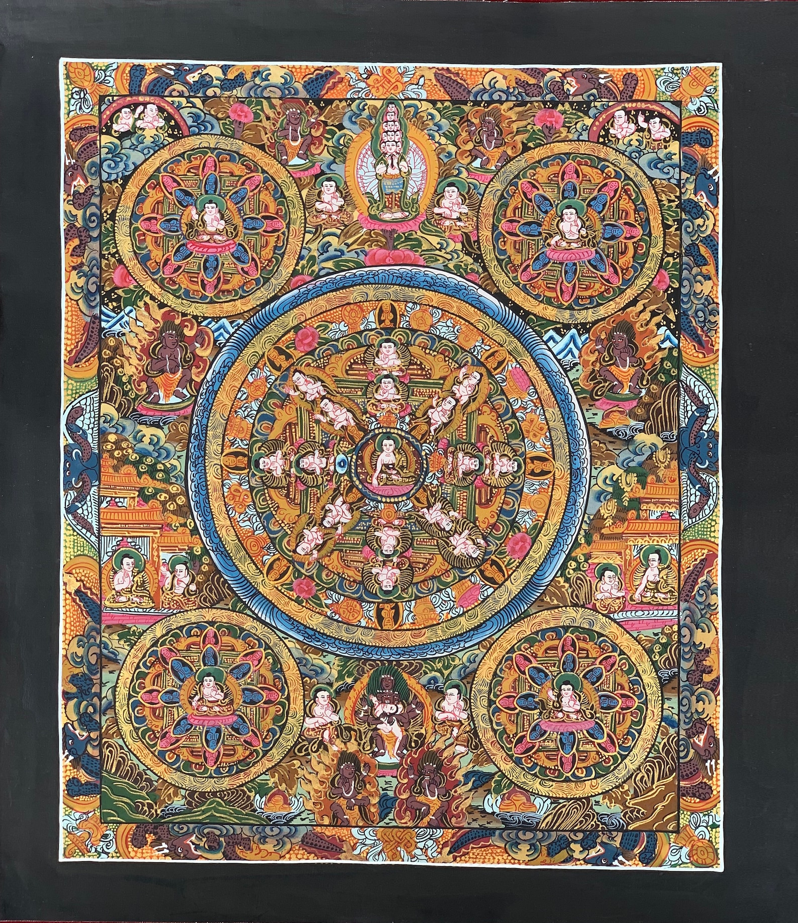 Original Hand Painted Pancha Buddha Mandala / Buddha Life - Etsy