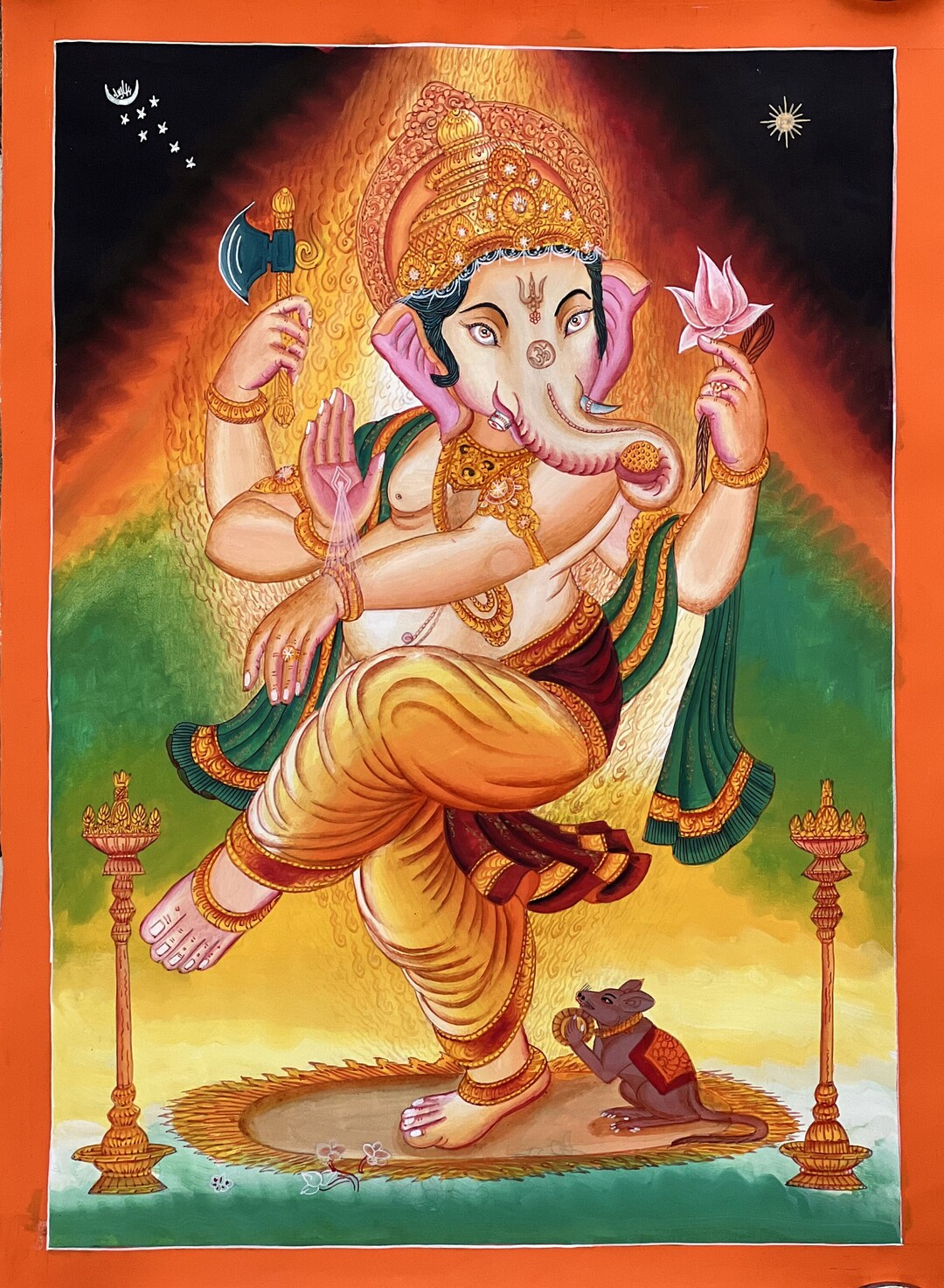 Original Hand-painted Lord Ganesha/ Ganapati/ Vinayaka/ Vighnaharta ...