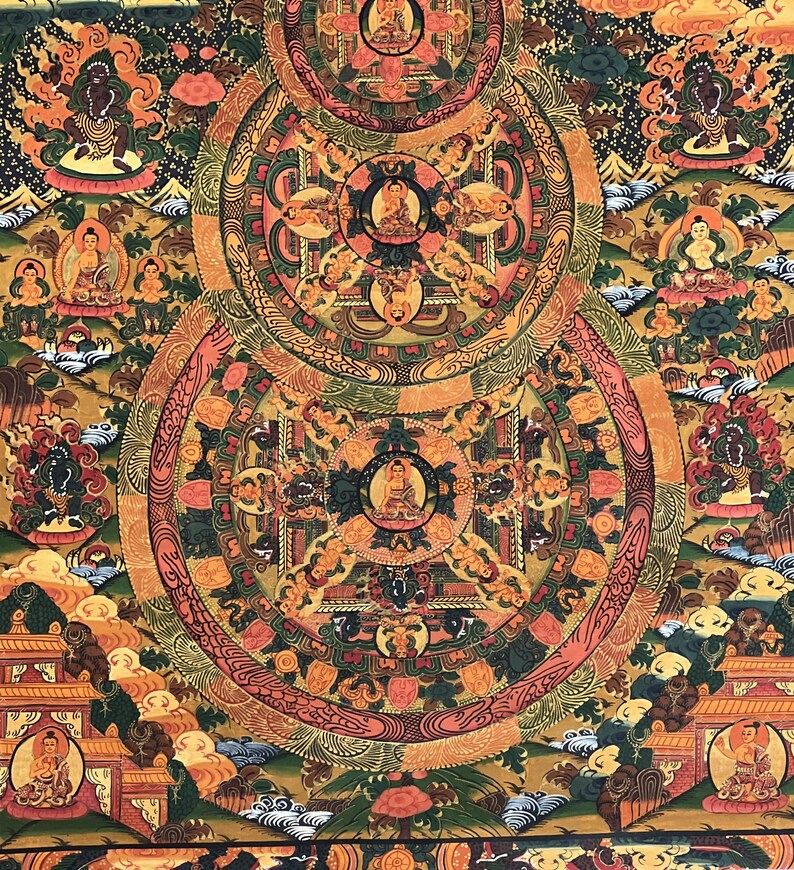 Original Hand Painted Buddha Life Mandala / Big Circle Mandala ...