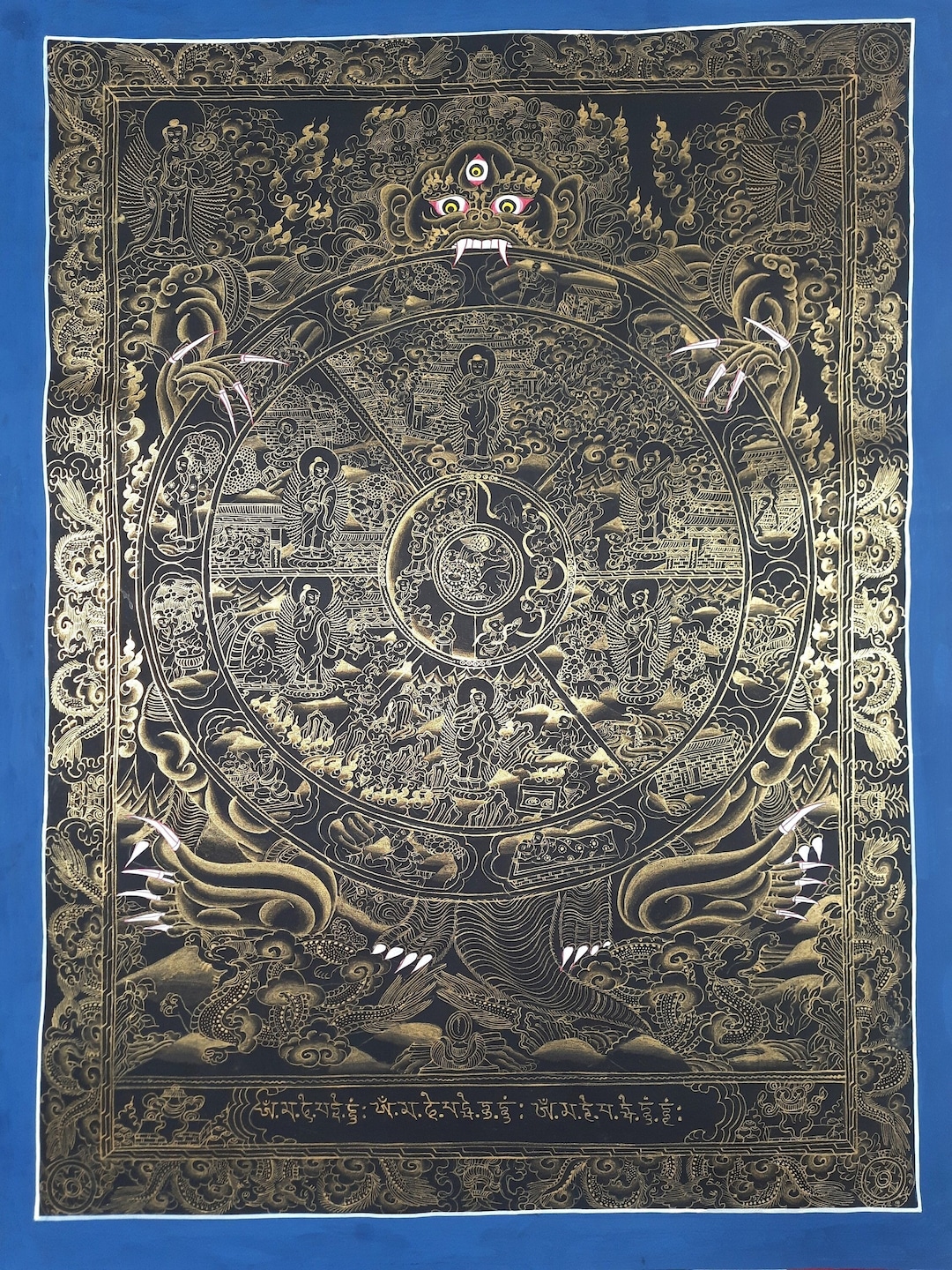 Original Hand Painted Wheel of Life /bhavacakra Mandala Masterpiece ...