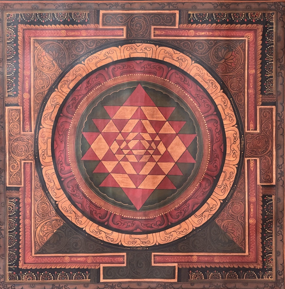 Original Hand-painted Sri Yantra, Shri Yantra Shri Chakra Mandala ...