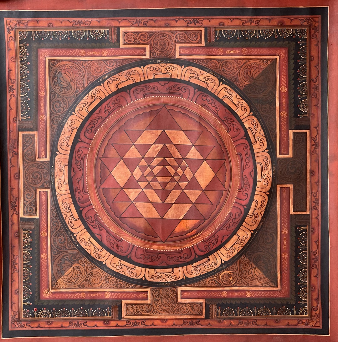 Original Hand-painted Sri Yantra/ Shri Yantra/ Shri Chakra Mandala ...