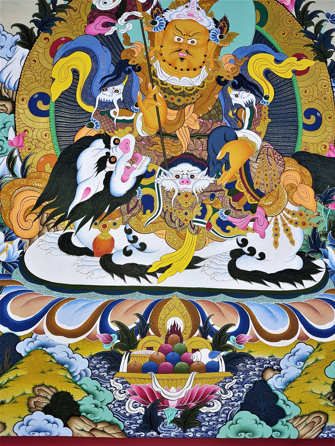 Original Hand Painted Yellow Jambhala/ Kubera/ Zambala God of Wealth ...