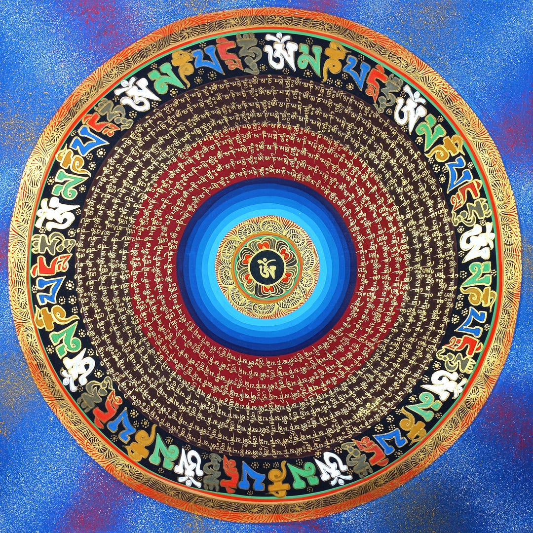 OM Mantra Mandala Art | Tibetan Thangka Wall Hanging From Nepal ...