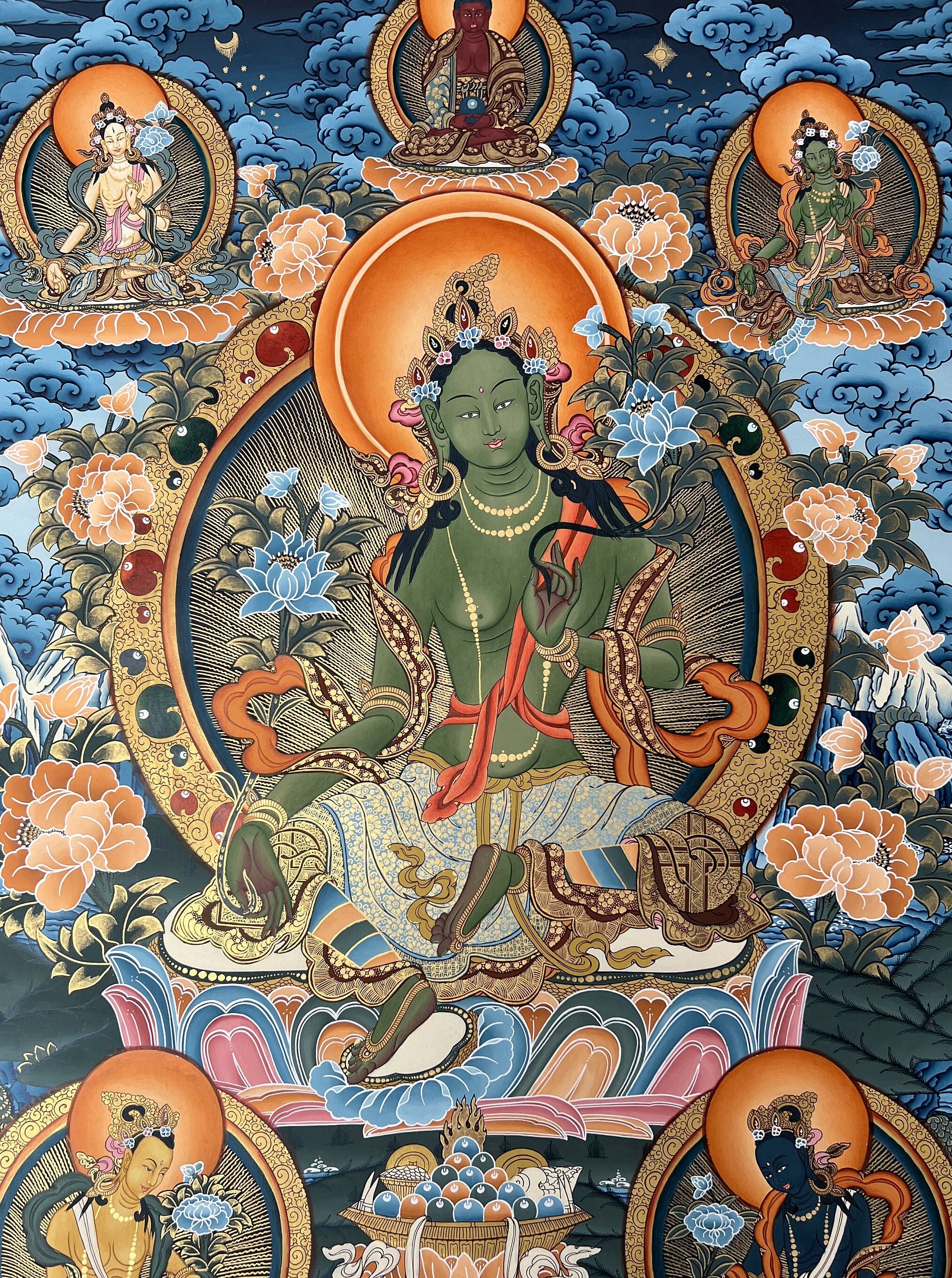 Original Hand Painted Greentara Mother Goddess Masterpiece Large ...