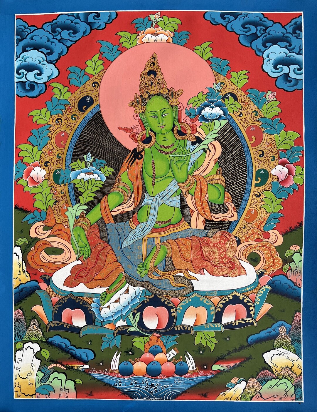 Hand Painted Original Green Tara Masterpiece Compassion - Etsy