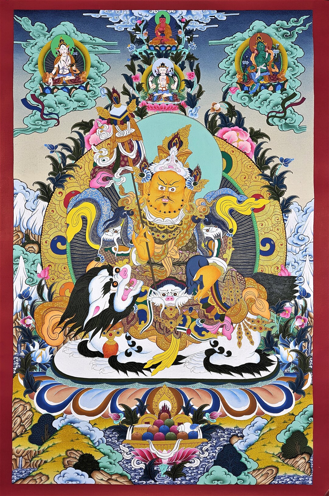 Original Hand Painted Yellow Jambhala/ Kubera/ Zambala God of Wealth ...
