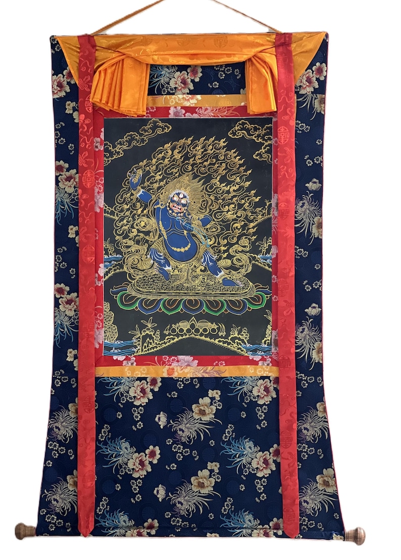 Vajrapani Thangka | Hand-painted Tibetan Buddhist Art With Silk Brocade ...