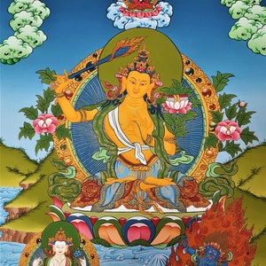 Hand Painted Original Master Quality Manjushree / Jampelyang/ God OF ...