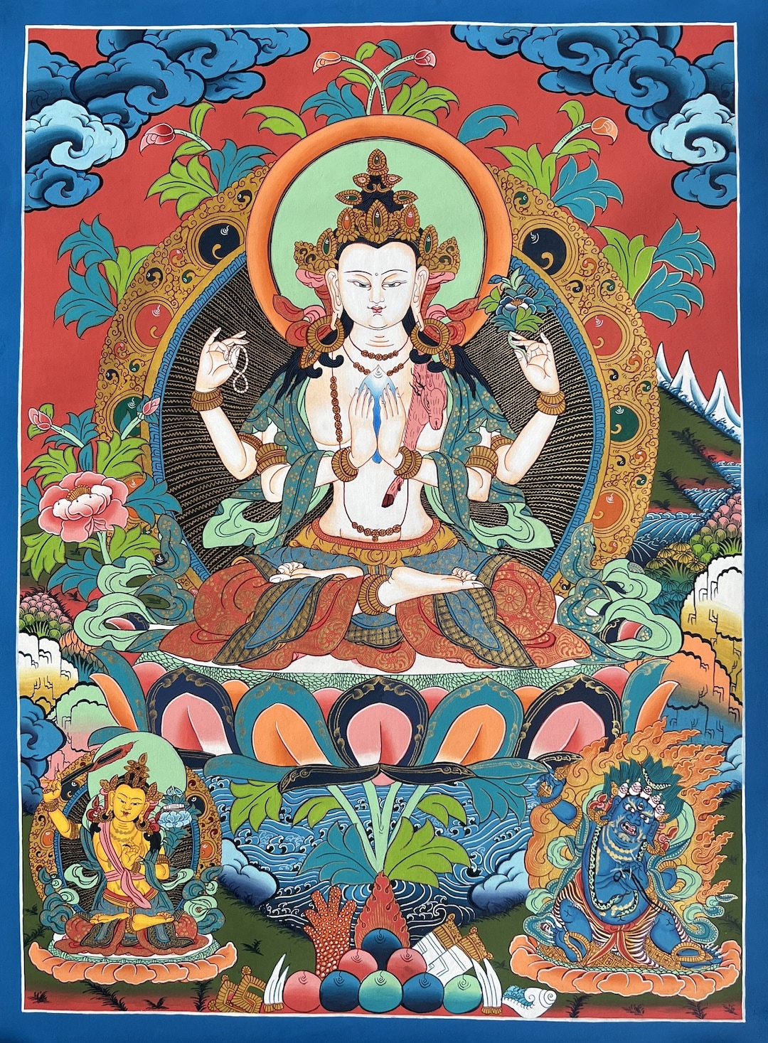 Original Hand Painted Masterpiece Avalokiteshvara/chenrezig ...