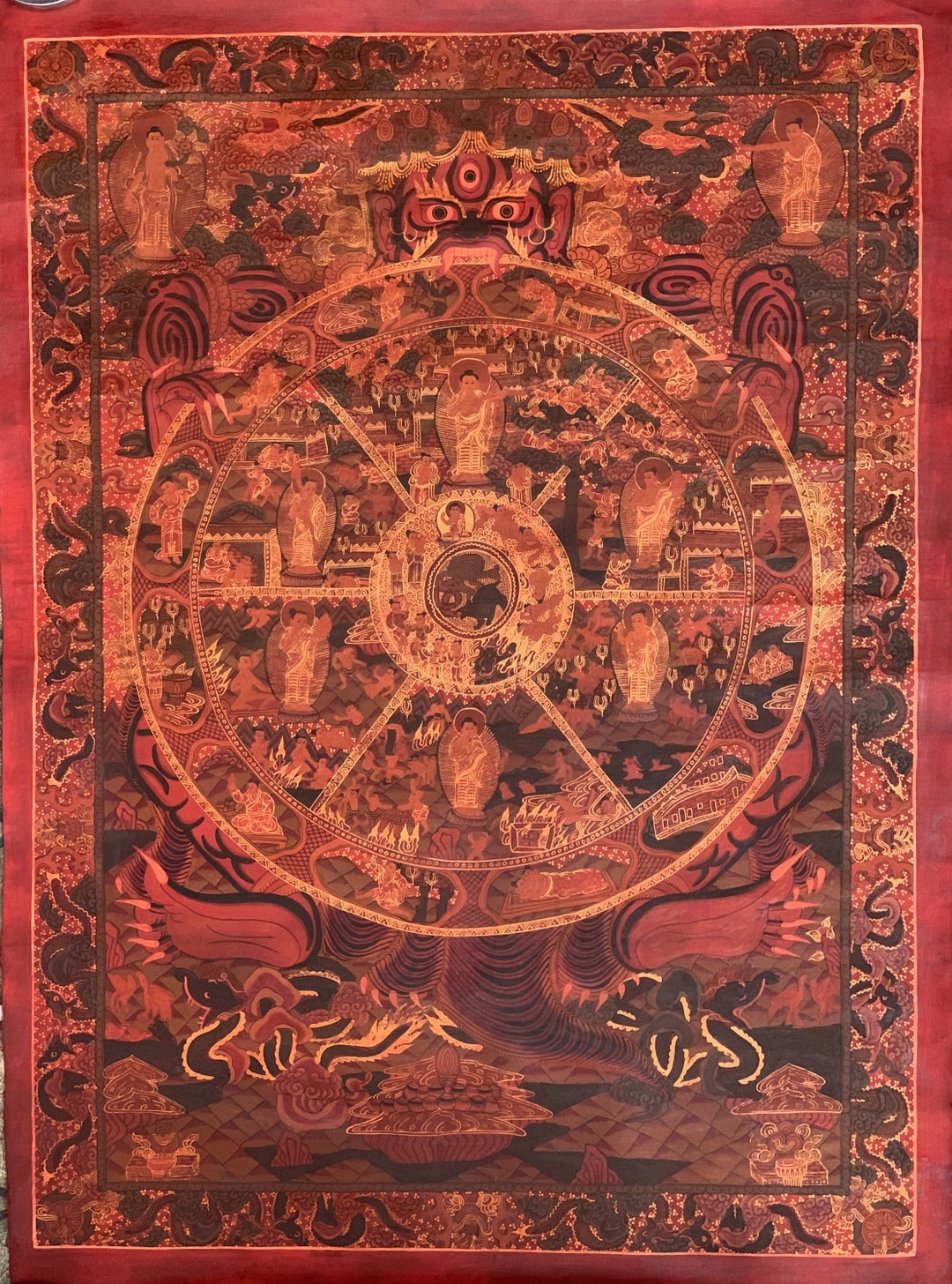Original Hand Painted Wheel of Life /wheel of Time/bhavacakra Mandala ...