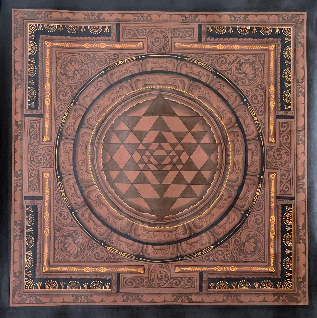 Original Hand-painted Sri Yantra/ Shri Yantra/ Shri Chakra Mandala ...