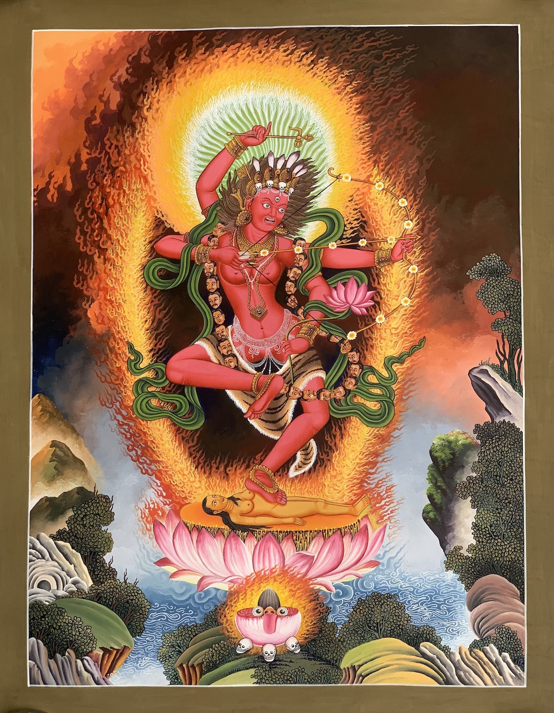 Original Hand Painted Rare Masterpiece Kurukulla/kurukulle Newari Pauva Tibetan Thangka Painting ...