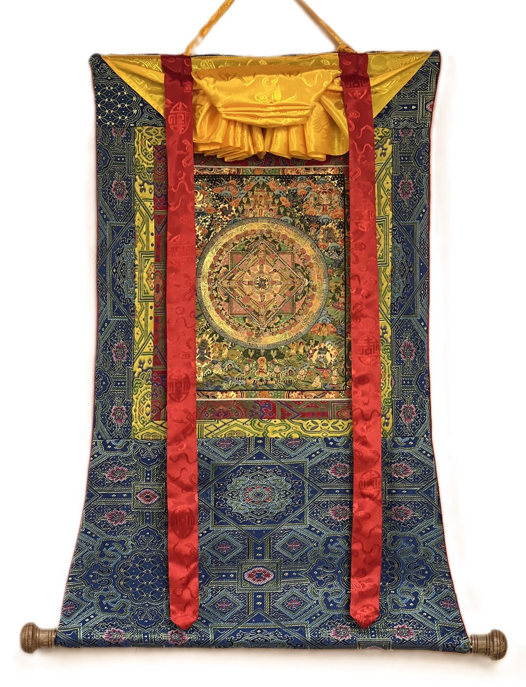 Original Hand-painted Wheel of Life Heruka in Center Tibetan Thangka ...