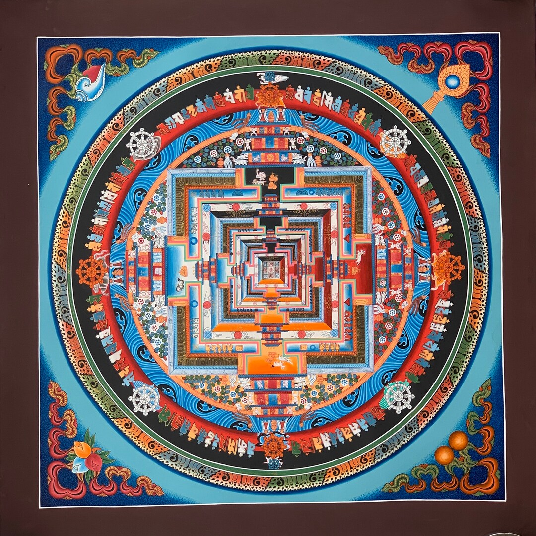 Hand-painted Kalachakra, Wheel of Life Mandala Tibetan Thangka Painting ...