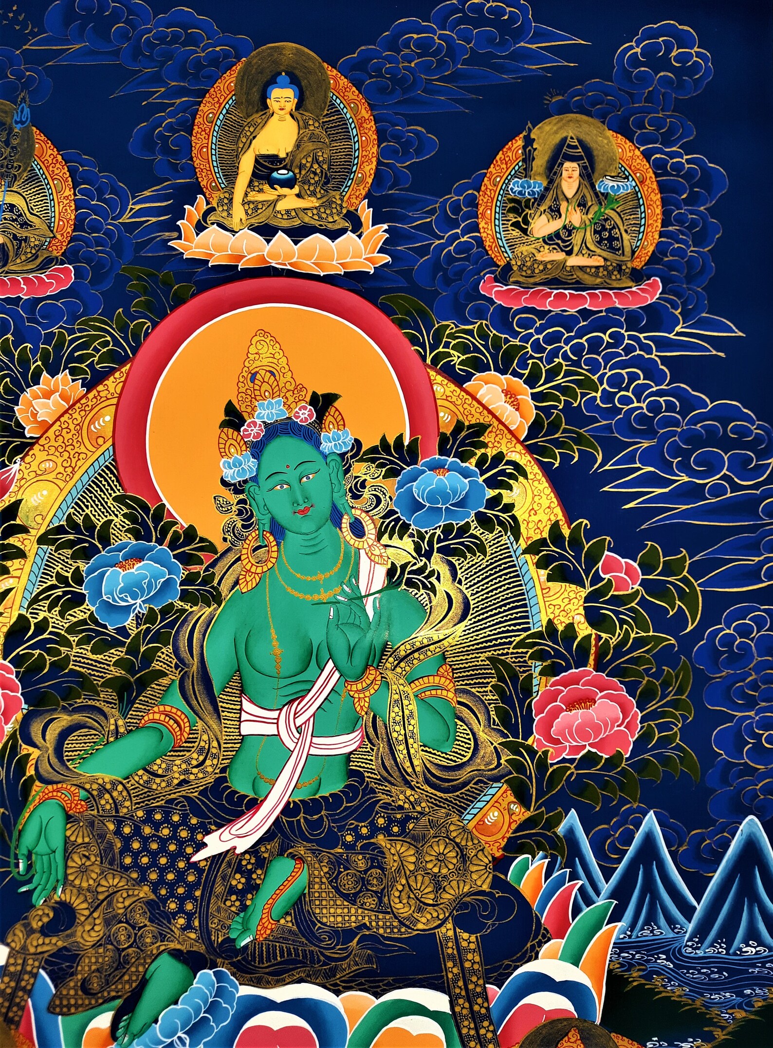 Hand Painted Original Green Tara Masterpiece Meditation, Compassion ...