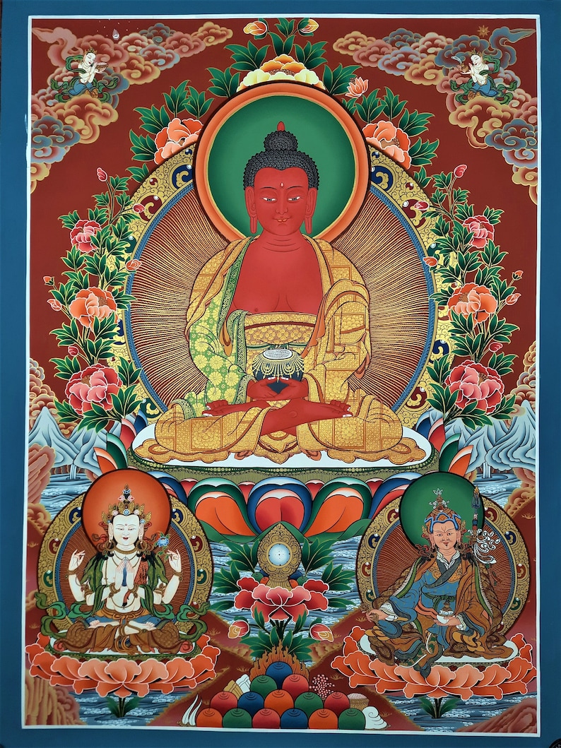 Hand-painted Amitabha Buddha Original Masterpiece 24 K - Etsy