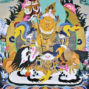 Original Hand Painted Yellow Jambhala/ Kubera/ Zambala God of Wealth ...