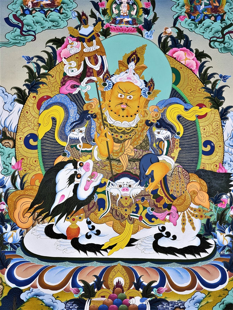 Original Hand Painted Yellow Jambhala/ Kubera/ Zambala God of Wealth ...