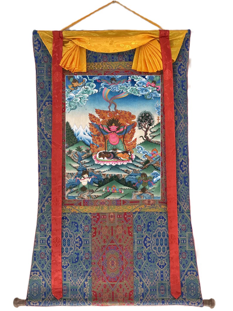 Hand-painted Garuda Thangka Painting | Celestial Deva Man Art ...