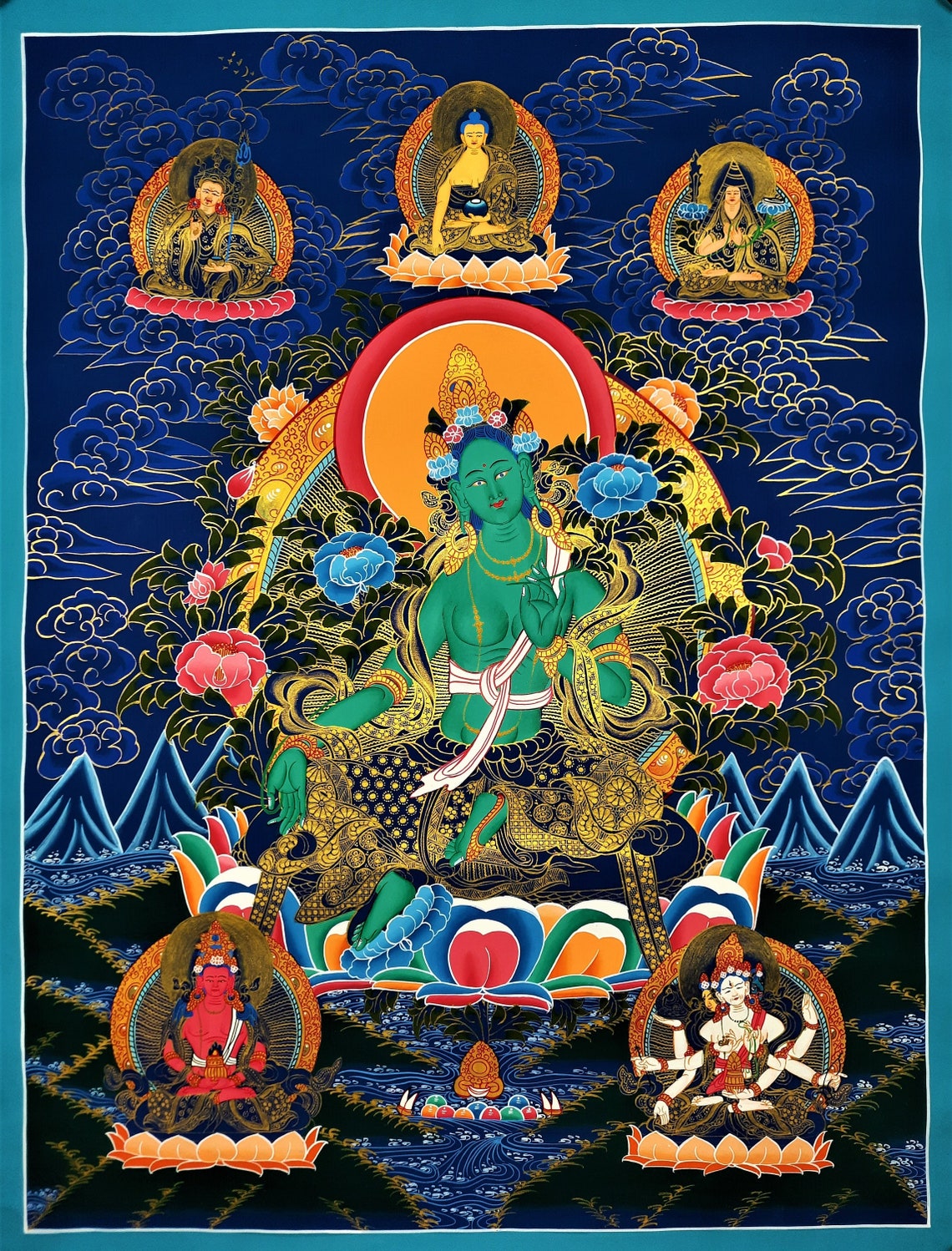 Hand Painted Original Green Tara Masterpiece Meditation - Etsy