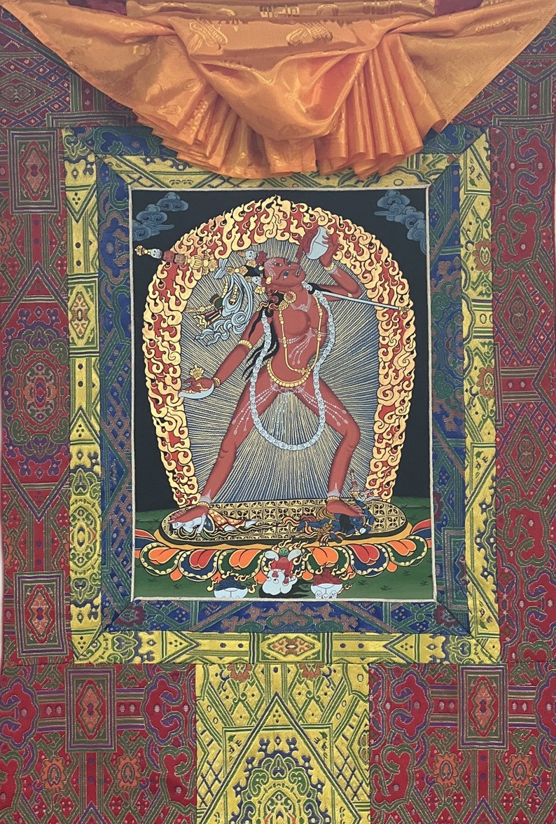 Hand-painted Vajrayogini Thangka – Tibetan Art With Silk Brocade - Etsy