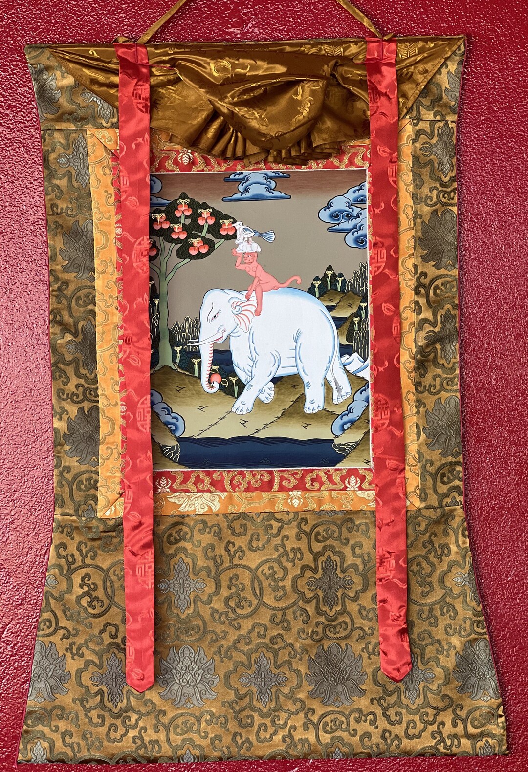 Original Hand Painted the Four Harmonious Friends Wall Hanging Tibetan ...