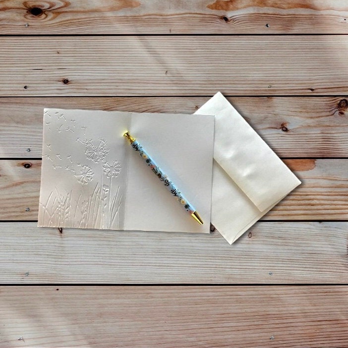 Embossed Note Card Set With Envelopes; Blank Dandelion Note Card Set - Etsy