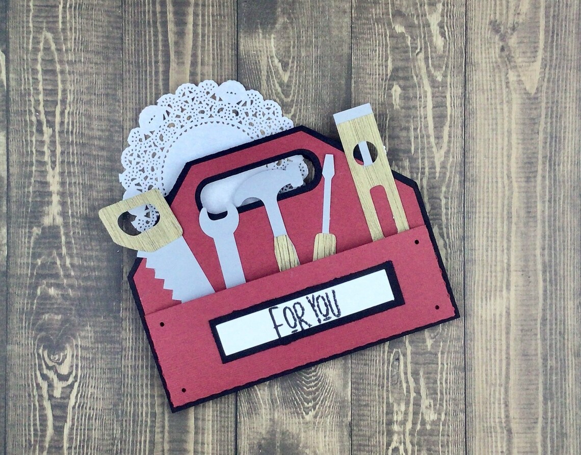 Toolbox Gift Card Holder; for Him Gift Card Holder & Matching Mini Card ...