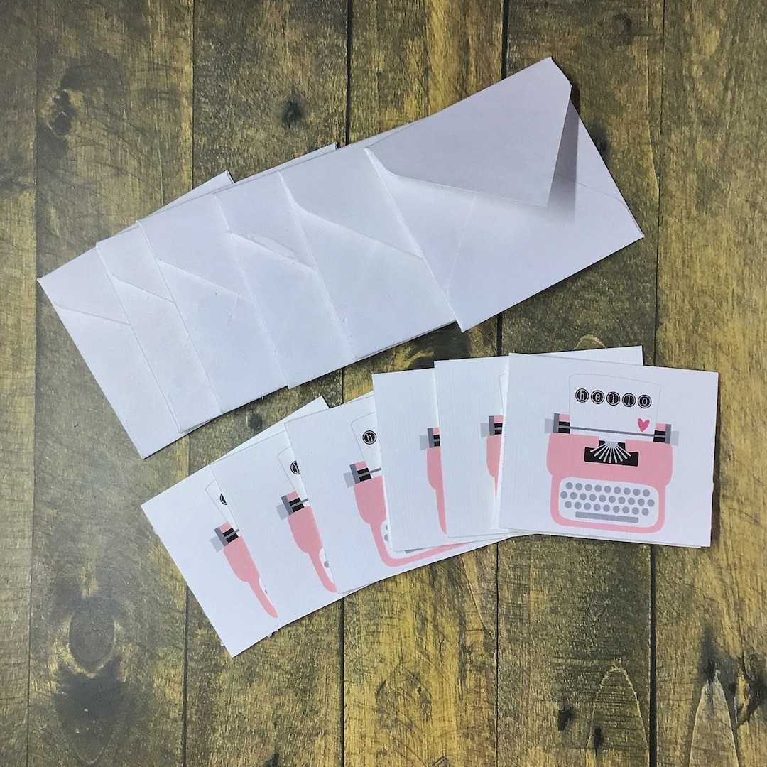 Mini Hello Note Cards; Set of 6 Blank Note Cards; Hello Blank Note Card ...