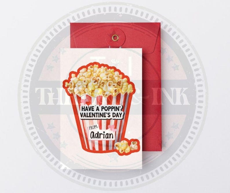 Popcorn Valentine Stickers for Kids | Red Background | Have a Poppin ...