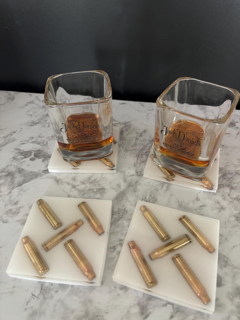 223 Bullet Casing Coaster Set of 4 or 6 , Handmade Epoxy Resin Coasters ...