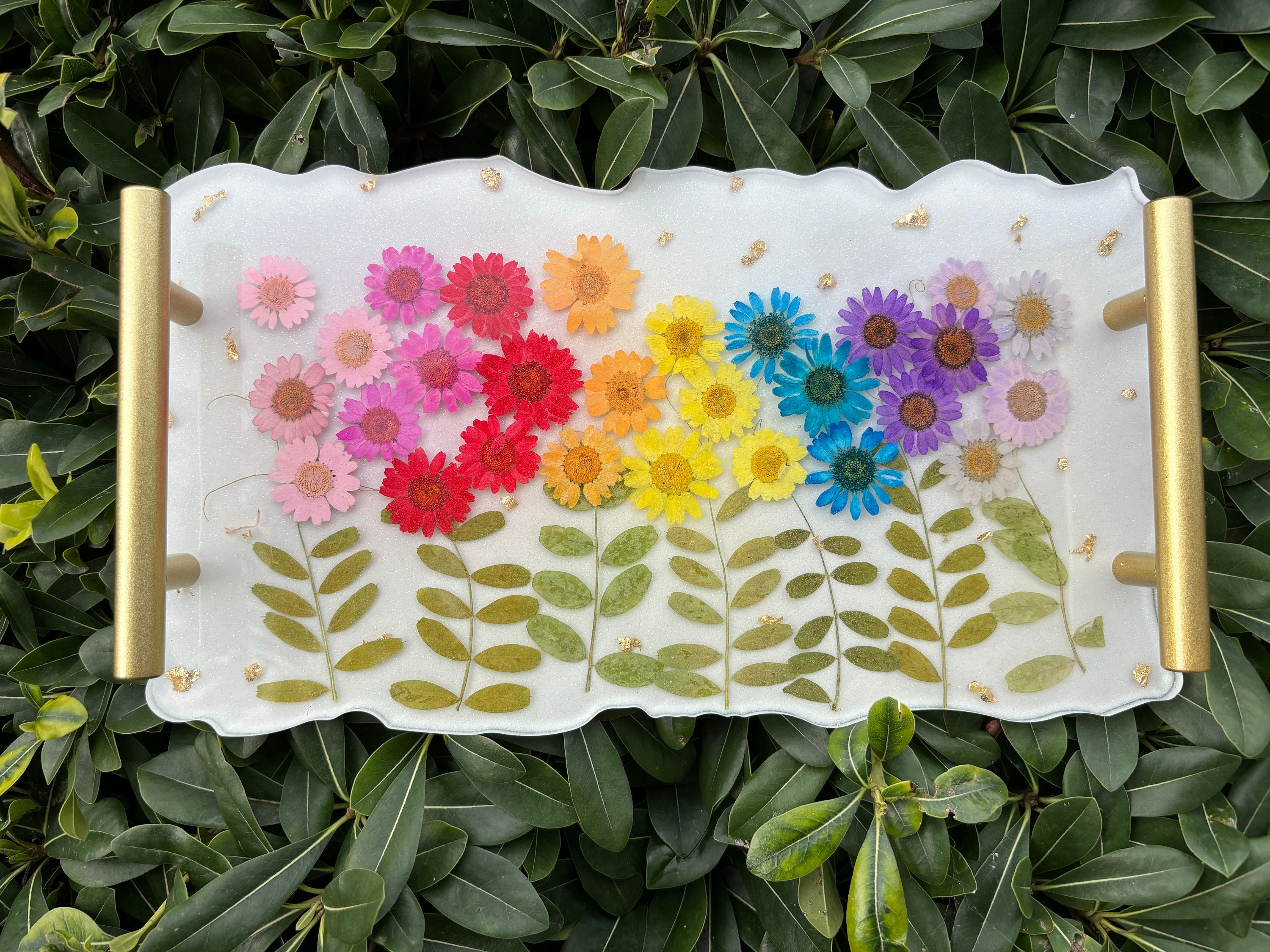 Wildflower Serving Tray With Handles , Pressed Flowers , Gift for Her ...