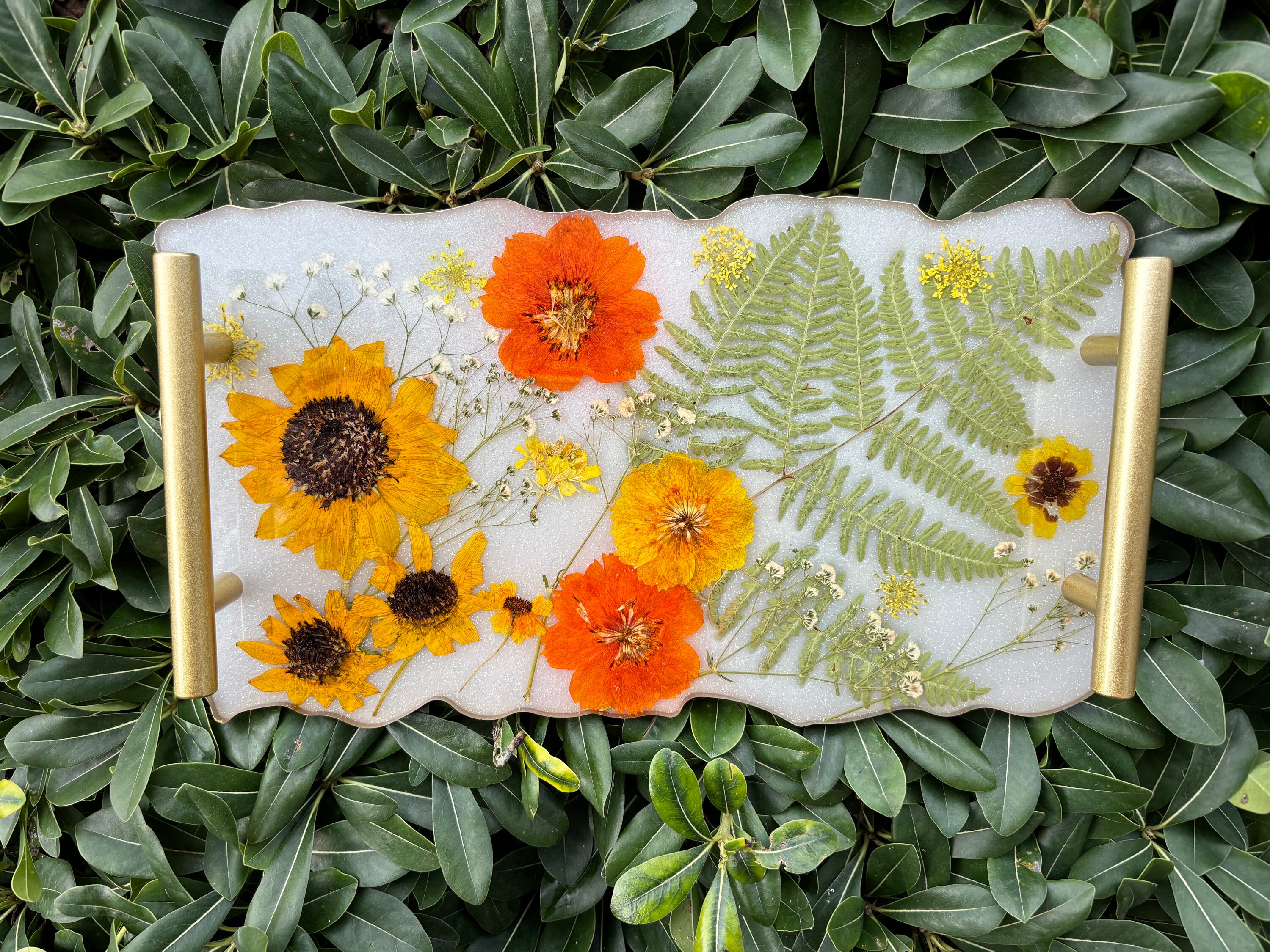Wildflower Serving Tray With Handles , Pressed Flowers , Gift for Her ...