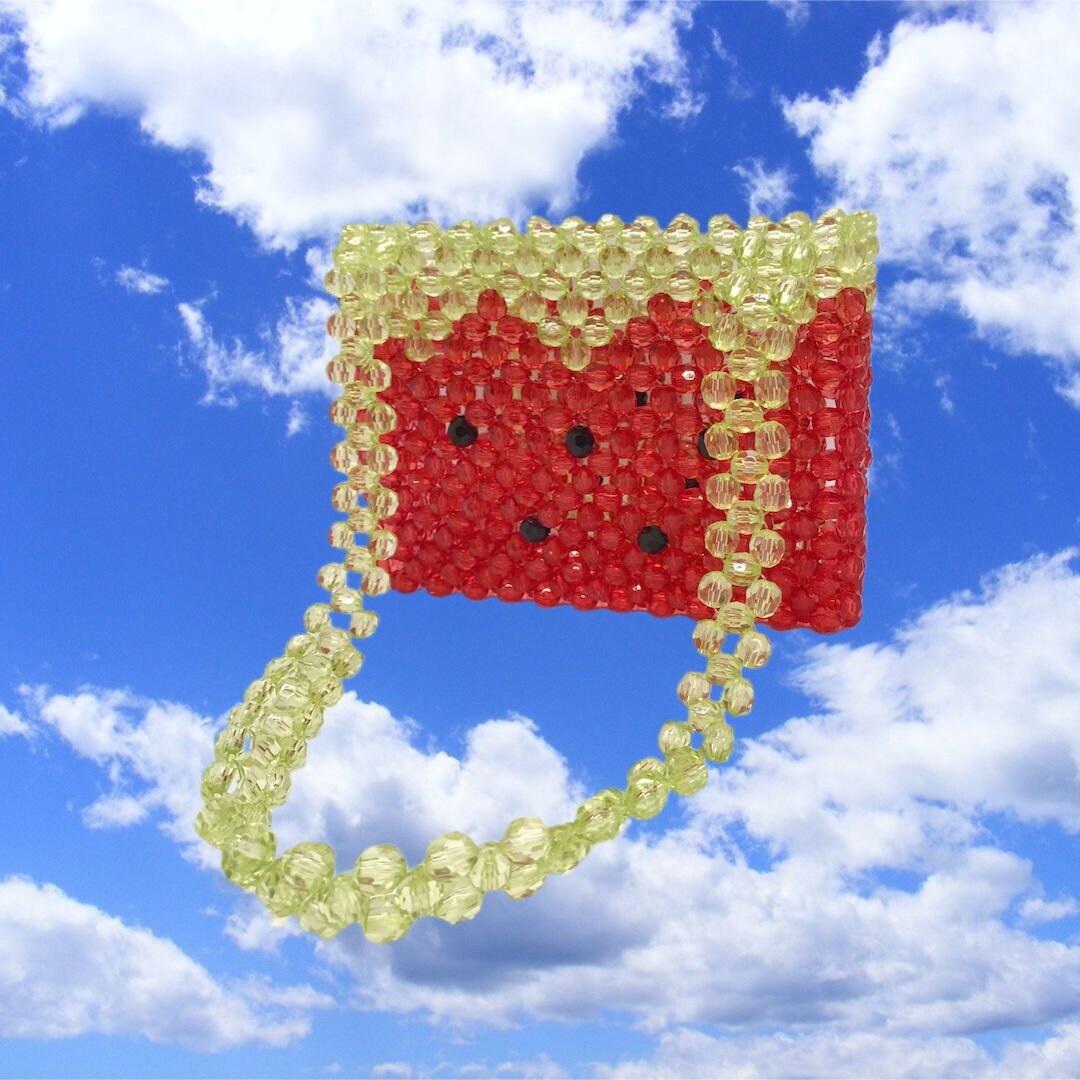 Watermelon Bead Bag, Pearl Bag, Bead Bag Vintage, Woman Bag, Beads ...