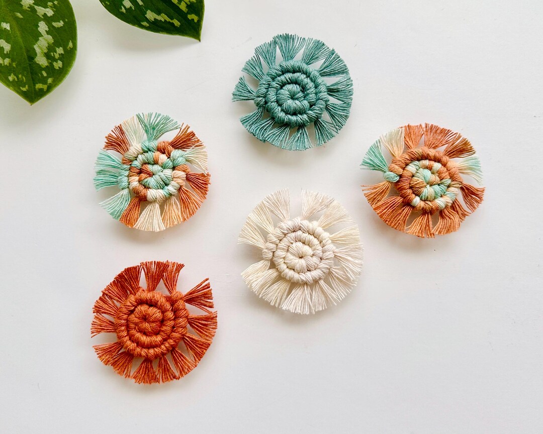 Macrame Magnet Set of 5, Magnet Set for Fridge, Boho Magnets, Small ...