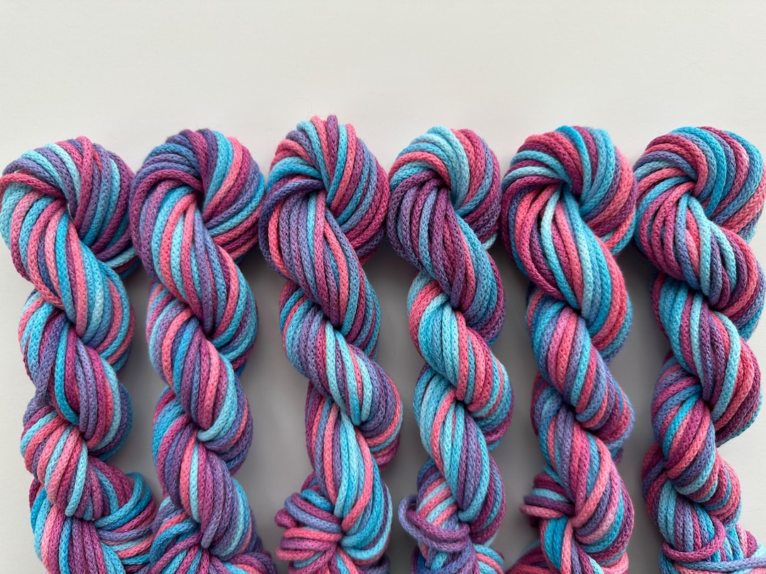 Hand Dyed Macrame Braided Cord, Multi Colored Cotton Rope, 3mm Braided ...