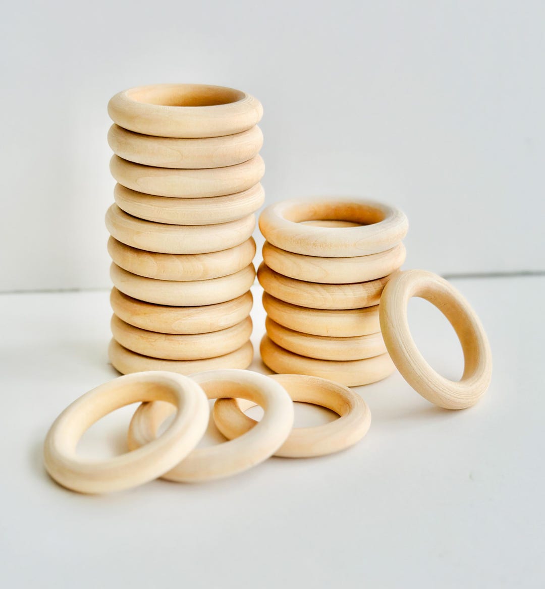 Wooden Rings for Crafts, Unfinished Wood Macrame Rings, Durable ...