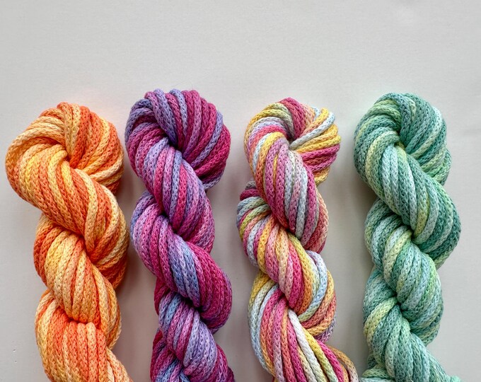 Hand Dyed Macrame Braided Cord, Multi Colored Cotton Rope, 3mm Braided ...