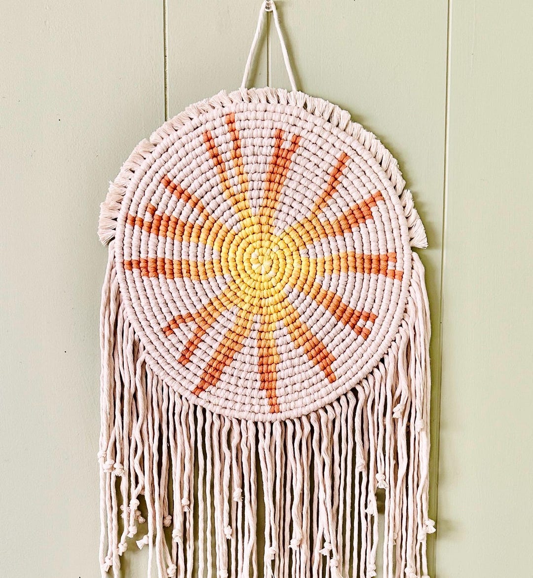 Gradient Sun Macrame Wall Hanging, Boho Chic Fiber Art, Round Bohemian ...