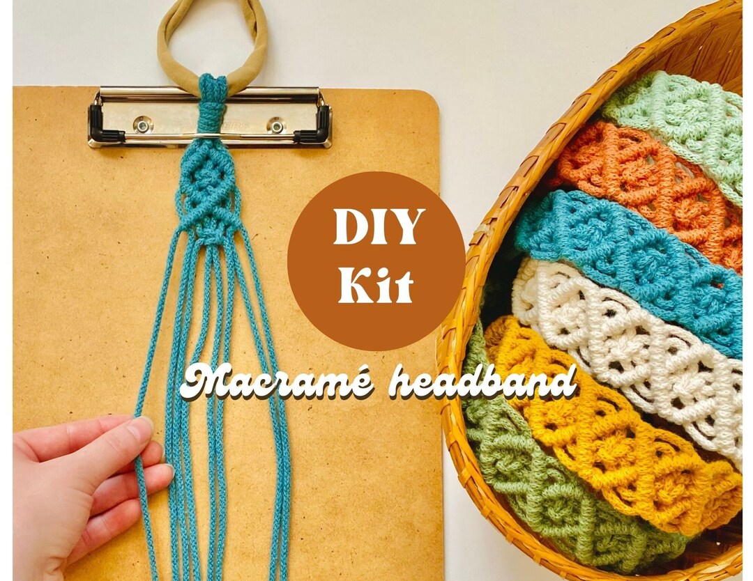 DIY Kit Macrame Headband, Boho Headband Pattern, Hippie Headband, Woven ...