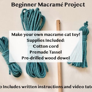 DIY Macrame Kit, Wand Cat Toy, Macrame Cat Toy, Boho Cat Toys, Unique Cat Toys, Macrame Beginner ...