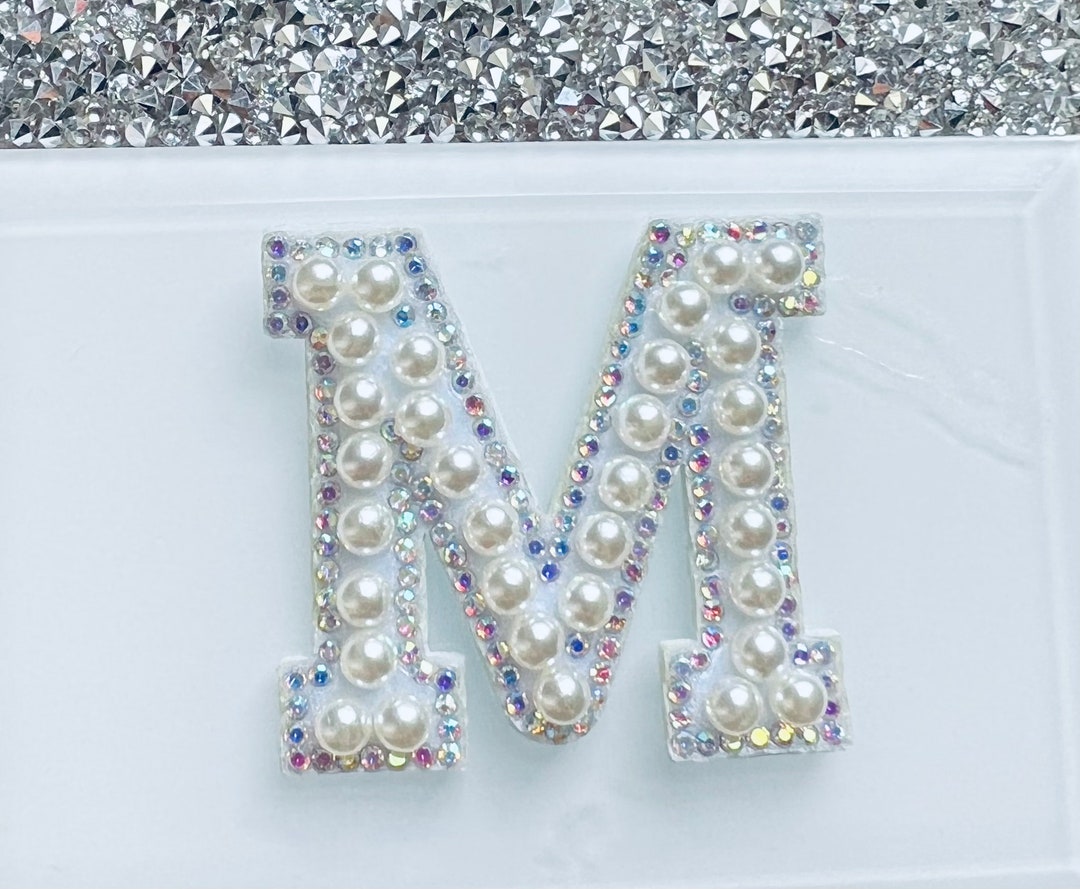 Pearl Beaded Letter Patches White Rhinestone & Pearl Letter Patches ...