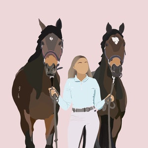 Custom Horse & Rider Detailed Line Illustration | Horse and Rider ...